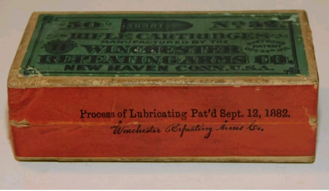 1880S .32 SHORT RIFLE AMMO BOX WINCHESTER REPEATING ARMS GREEN LABEL ...