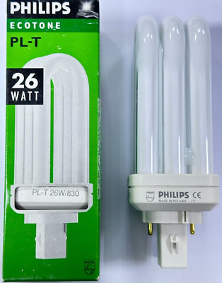 1x 26W Philips GX24D-3 2 Pin CFL PLT Triple Turn Light Bulb 830 3000K ...