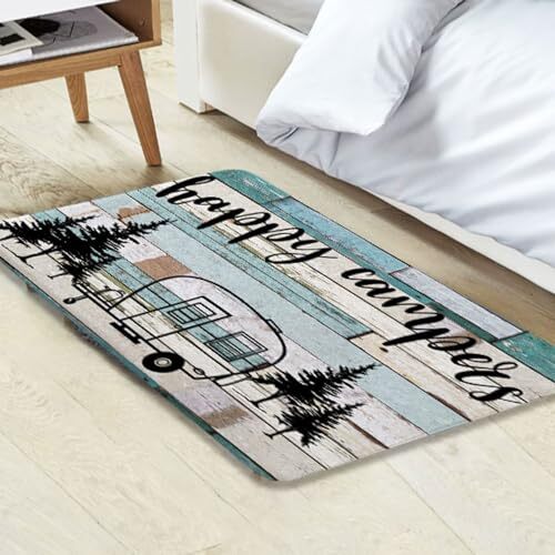 RV Campers Bath Mat Rustic Wooden Campers Bath Rug Camping RV Bathroom ...