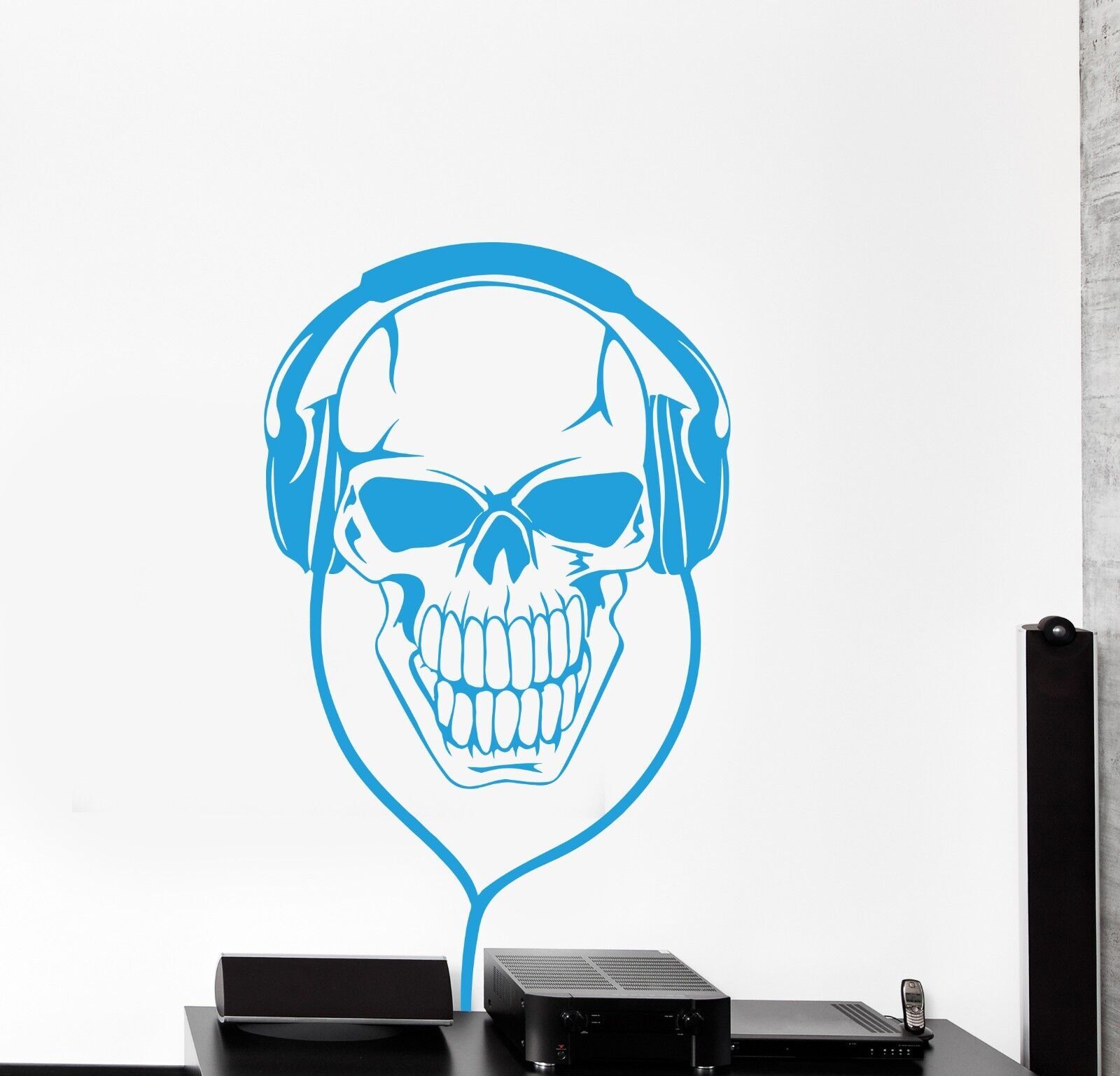 Wall Vinyl Sticker Decal Skull in Headphones Music Notes Decor (z1081 ...