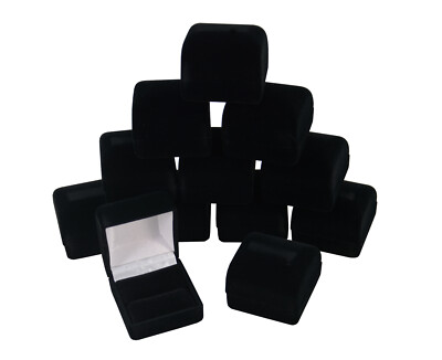 12 x Luxury Black Velvet Ring Boxes Box Displays Jewellery Ring Box ...