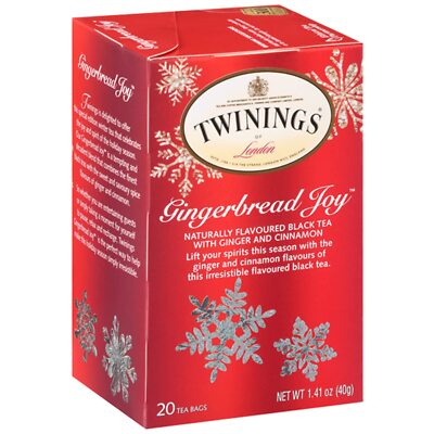 Twinings Gingerbread Joy Holiday Flavored Black Tea 20 Count (1.41 oz ...