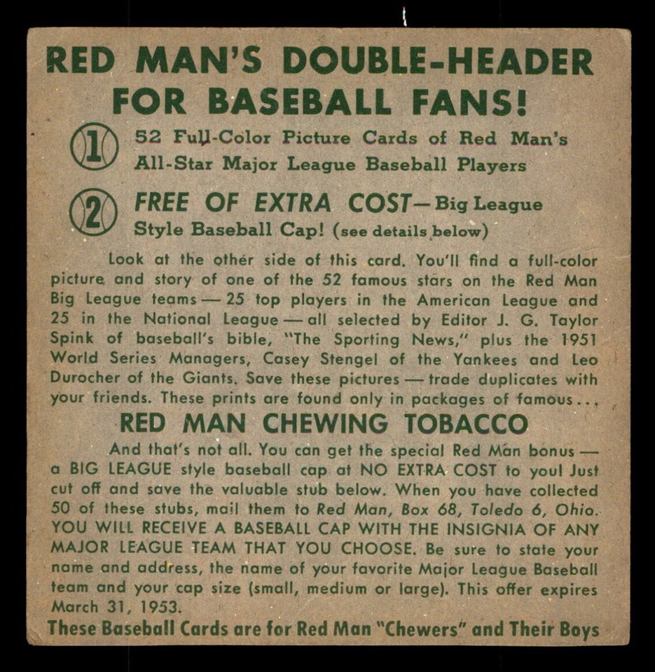 1952 Red Man without Tab Baseball #NL4 Cliff Chambers GD *e1 | eBay