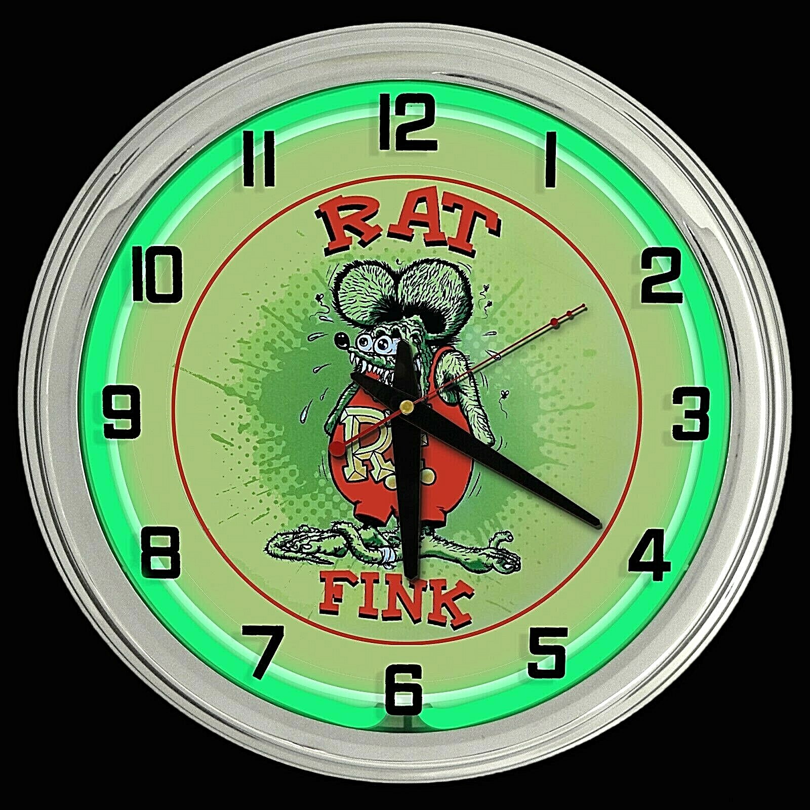 16" Rat Fink Rat Rod Green Neon Clock Man Cave Bar Garage Green Sign | eBay