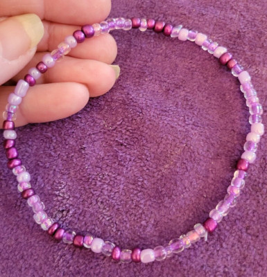 Anklet Regal Plumb Pearl Glass Bead Beaded - Very Unique 9 1/2" | eBay