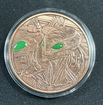 5oz Ounce Copper Round .999 Alien Colorized Reverse Proof Glow in Dark ...