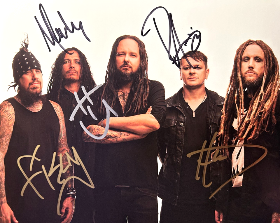 KORN: Band x5 Signed (Jonathan Davis) 8x10 inch Authentic Autographs w ...