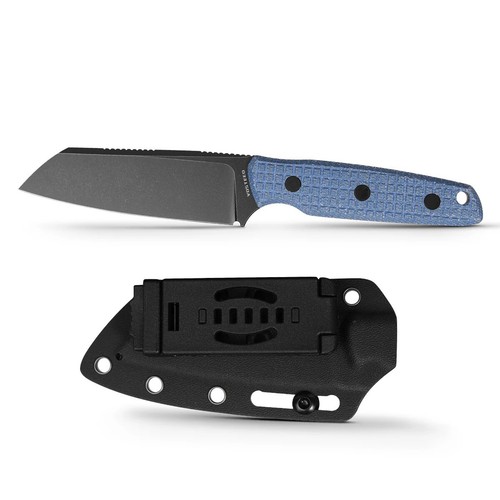 Vosteed Mink Fixed Blade Knife Blue Micarta Handle Nitro-V Plain Black ...