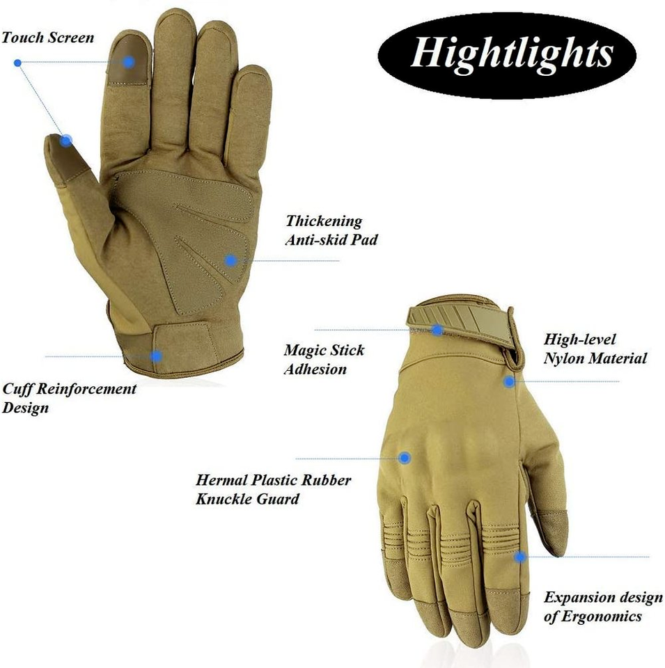 Outdoor Tactical Military Full Finger Gloves Combat Shooting Touch ...