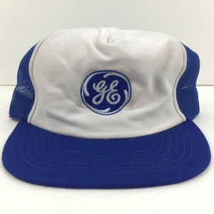 Vtg GE General Electric Hat Logo Mesh Foam USA Snap Back Trucker ...
