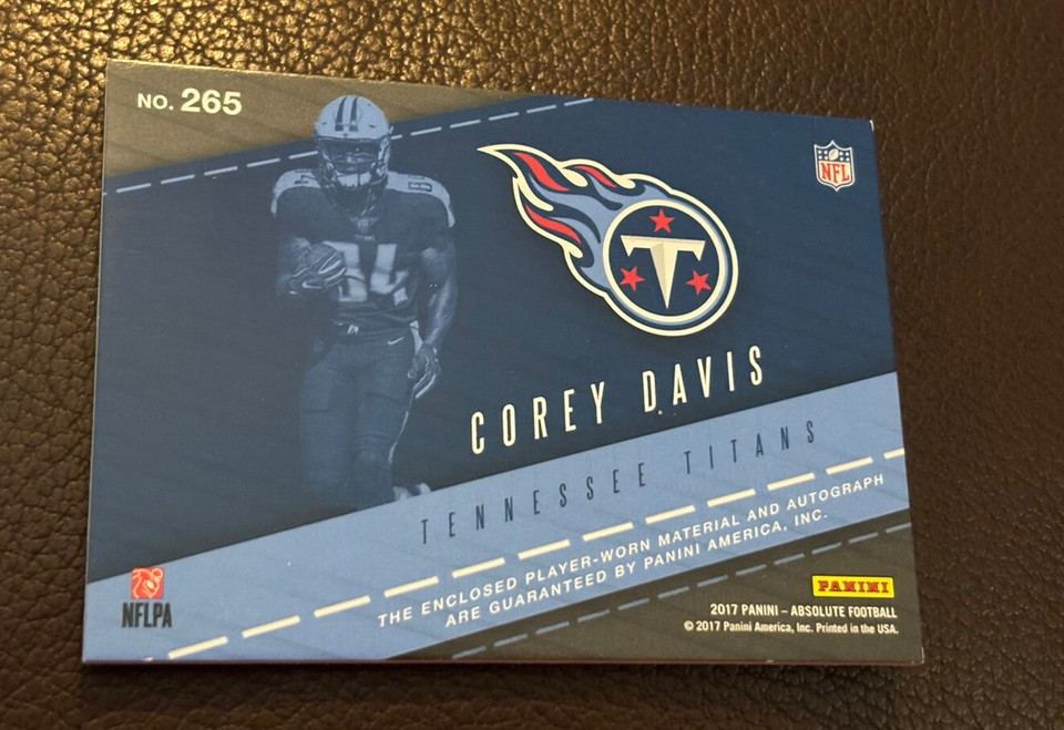 2017 Absolute Corey Davis Rookie Premier Autograph /25 RPA Auto NM | eBay