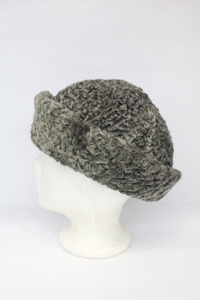 REFURBISHED NEW GRAY ASTRAKHAN LAMB FUR HAT CAP WOMAN WOMEN SIZE ALL ...