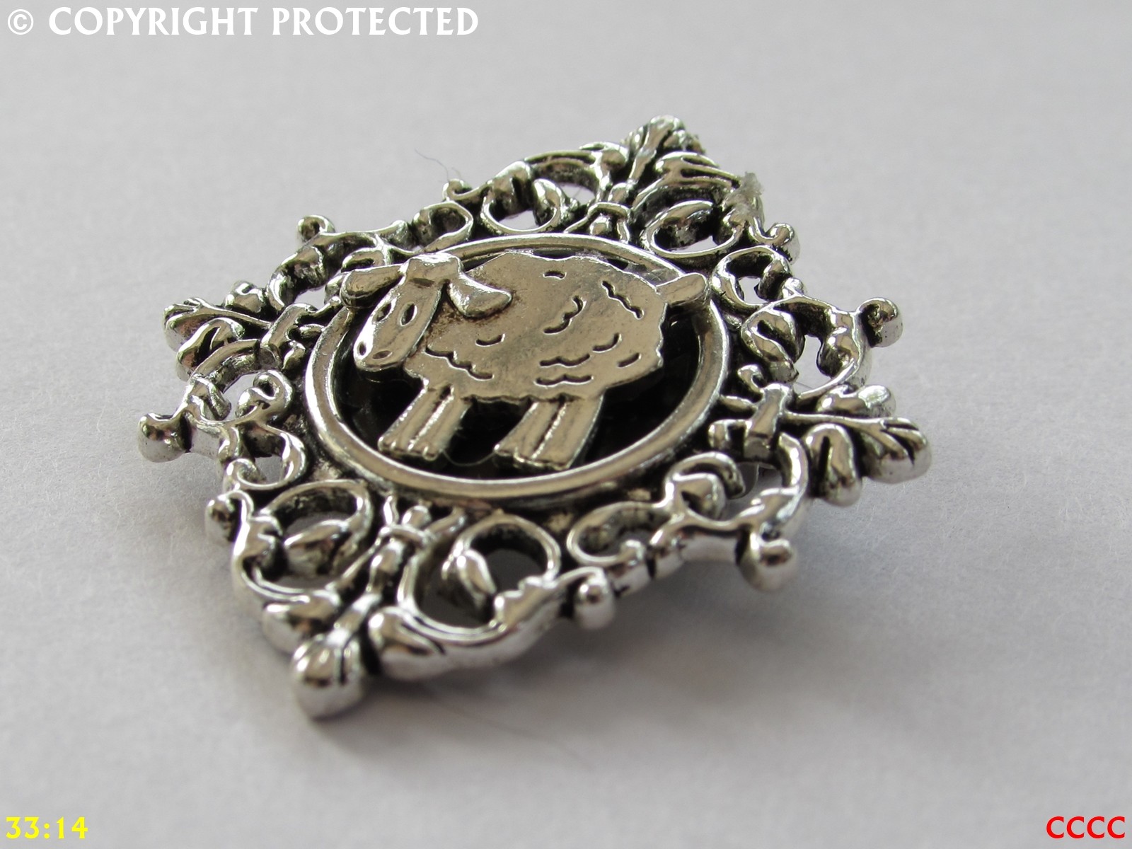 steampunk brooch badge pin sheep lamb ewe ram ovine wool knitting ...