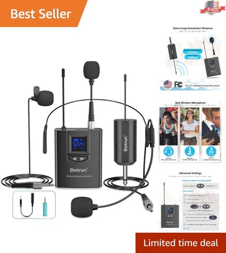 Professional UHF Wireless Microphone System with 3 Mic Options - 165ft ...
