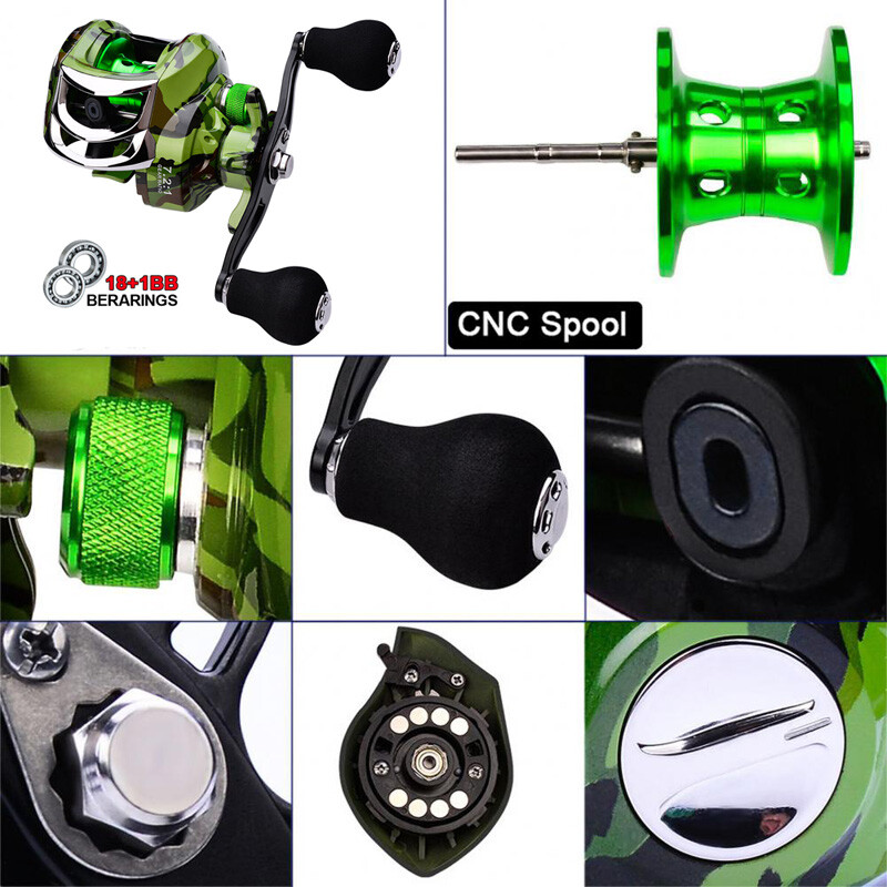 18+1BB Fishing Baitcasting Reel 7.2:1 Gear Ratio Salt/Freshwater Left ...