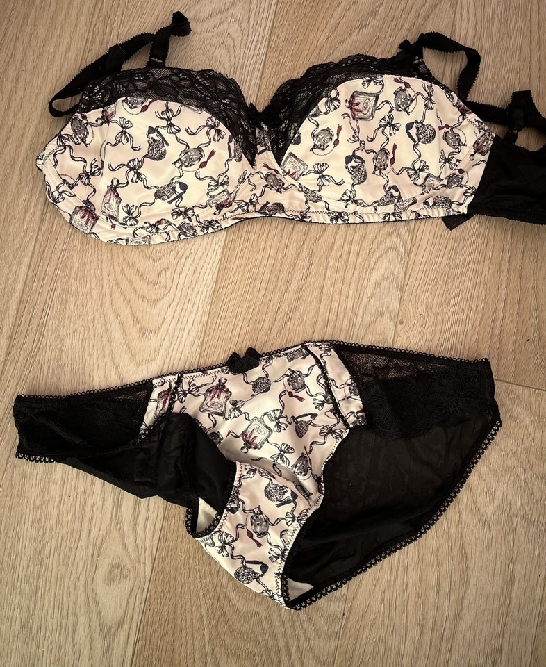 PRETTY M&S POST SURGERY BRA Size 38B Mastectomy Black Pink Lace Bow ...