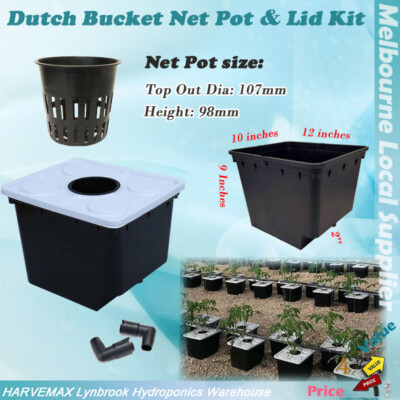 Hydroponics Bato Dutch Bucket & Lid & Net Pot Kit Indoor Growing System ...