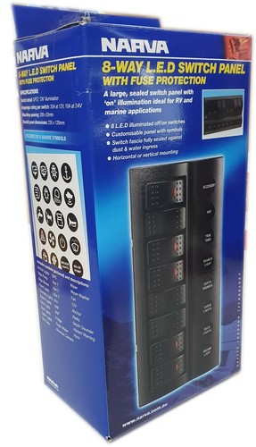 12V NARVA 8-WAY LED SWITCH PANEL 63196 CARAVAN BOAT CAR VEHICLE BUS 4WD ...
