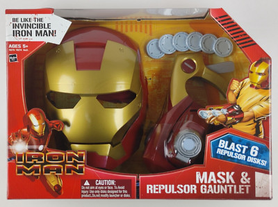 Iron Man Helmet Mask & Repulsor Gauntlet Disk Shooter Marvel Hasbro ...