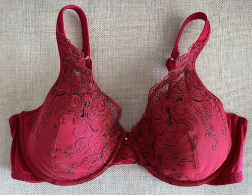 Playtex Red W/ Blk Embroidery Bra 42V Padded Underwire Lined | eBay