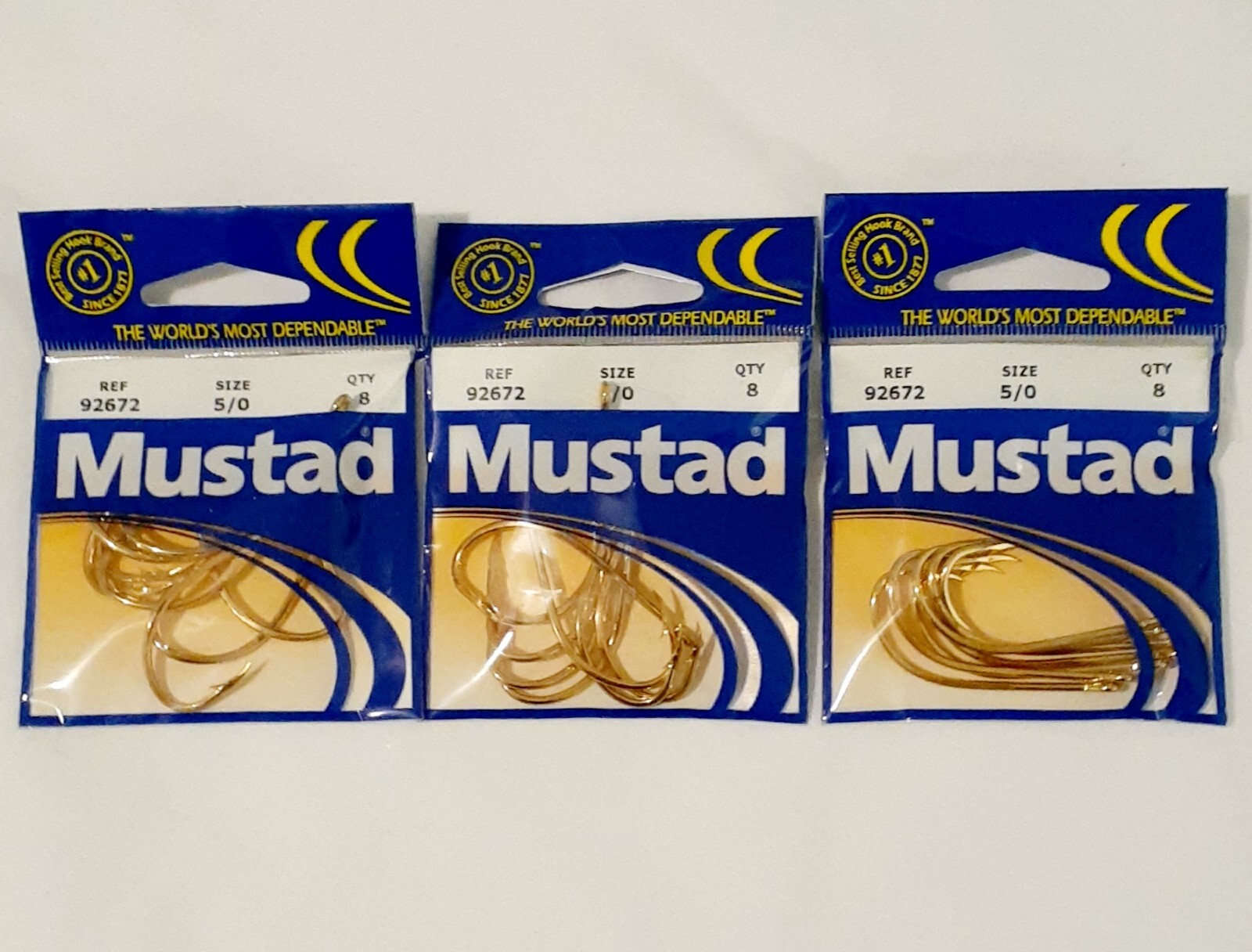 FISHING HOOKS MUSTAD 3 BAGS SIZE 5 REF 92672 QTY 8 EACH BAG BRAND NEW ...