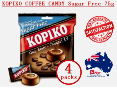 NEW 4 Pack KOPIKO *SUGAR FREE* Oiginal Real Coffee Candy 4x75g + Free ...