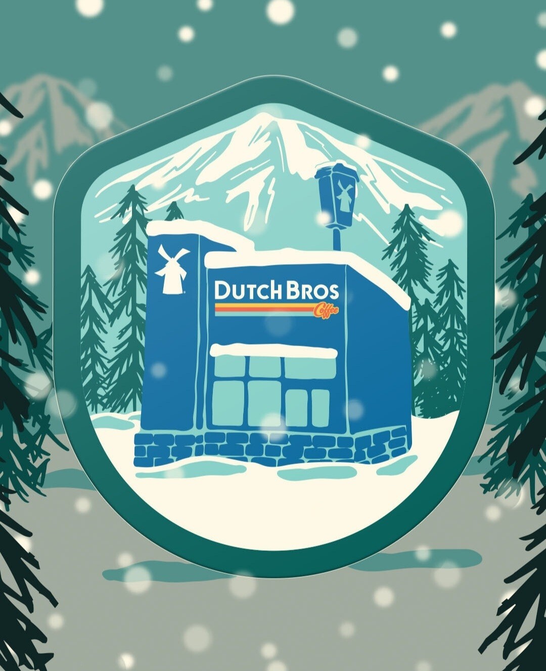 Dutch Bros Sticker DECEMBER 2022 Christmas Holiday Snow Stand Windmill ...