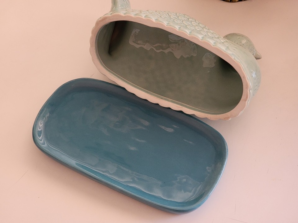 2024 Bullseye Teal/Aqua Blue Ceramic Turkey Butter Dish Fall ...