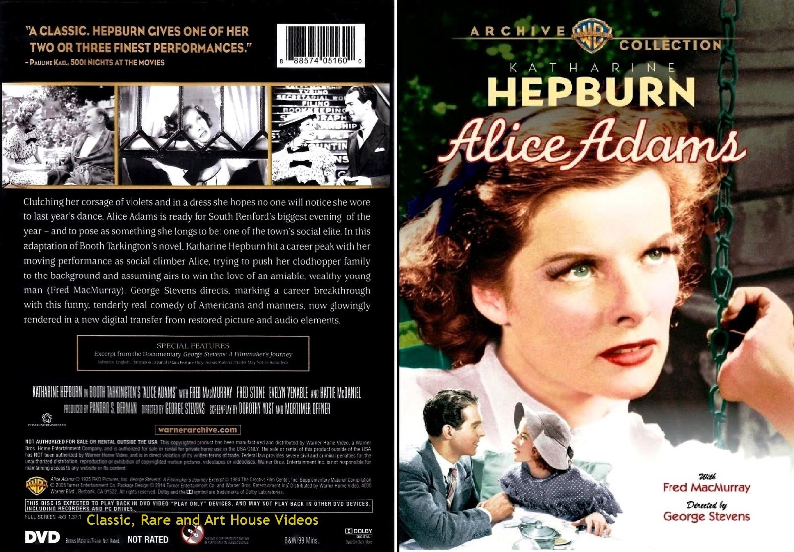 Alice Adams ~ DVD ~ Katharine Hepburn, Fred MacMurray (1935 ...
