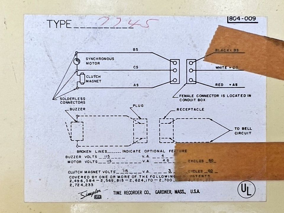 SIMPLEX 7745 804-009 SCHOOL CLOCK 13.5" ACROSS GLASS BUBBLE DOME CUT ...