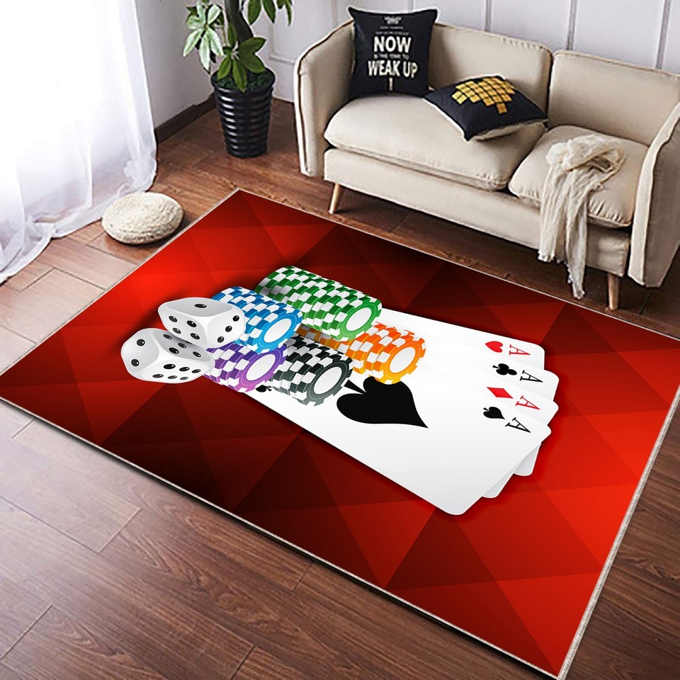 Cards Casino Coins, Playing cards Symbols Area Rug, Poker Player Room ...