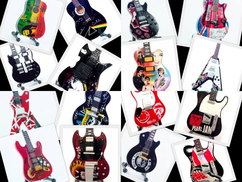 Rolling Stones - Guitar Miniature Magnet! Tongue Logo Signature Tongue ...