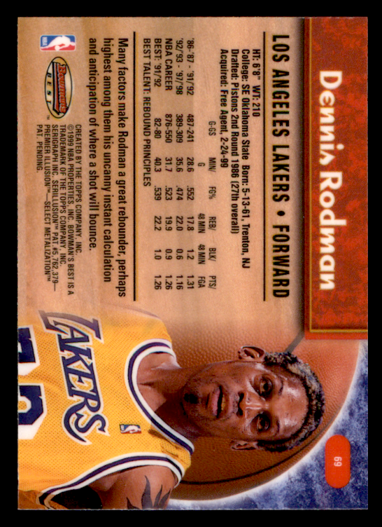1998 Bowman's Best Dennis Rodman #69 Los Angeles Lakers | eBay