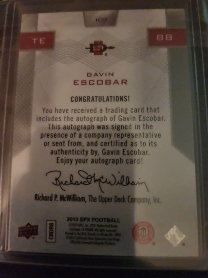 2013 SPx #102 Gavin Escobar Auto 155/299 Autograph Rookie Card | eBay