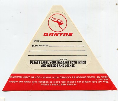 Vintage Airline Luggage Label Sticker QANTAS baggage njame label ...