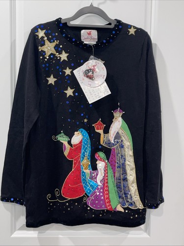 quacker factory christmas sweater Sz S 3 Kings | eBay