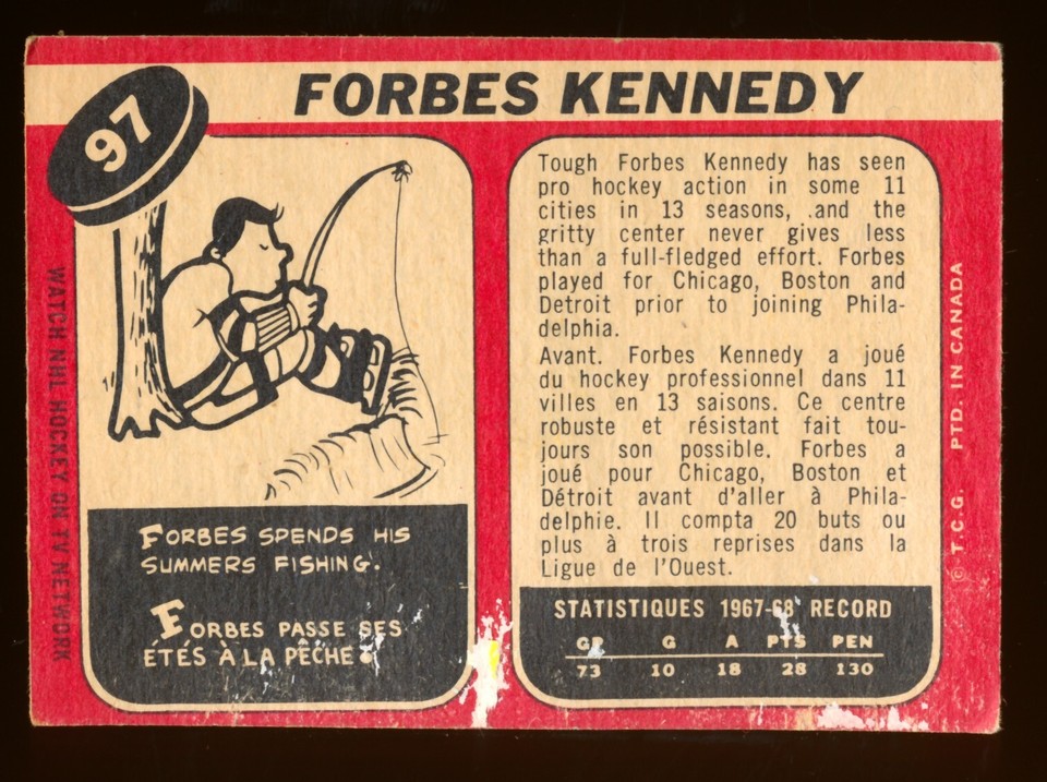 1968-69 O-pee-Chee #97 Forbes Kennedy Philadelphia Flyers AB-2802 | eBay