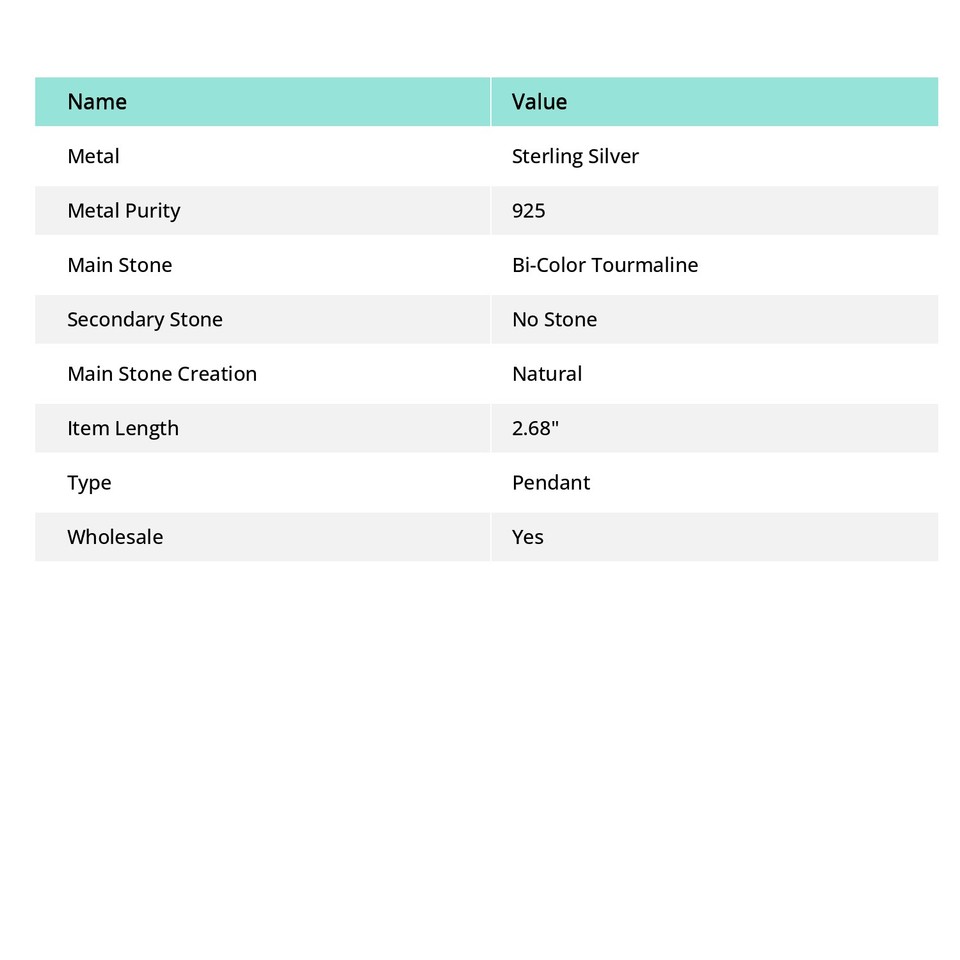 Bi-Color Tourmaline Gemstone 925 Sterling Silver Jewelry Pendant 2.68 ...