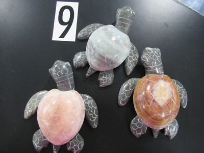 Sea Turtles Carved Marble #9 EACH are Unique Figurines 4X5 (SET of 3 ...