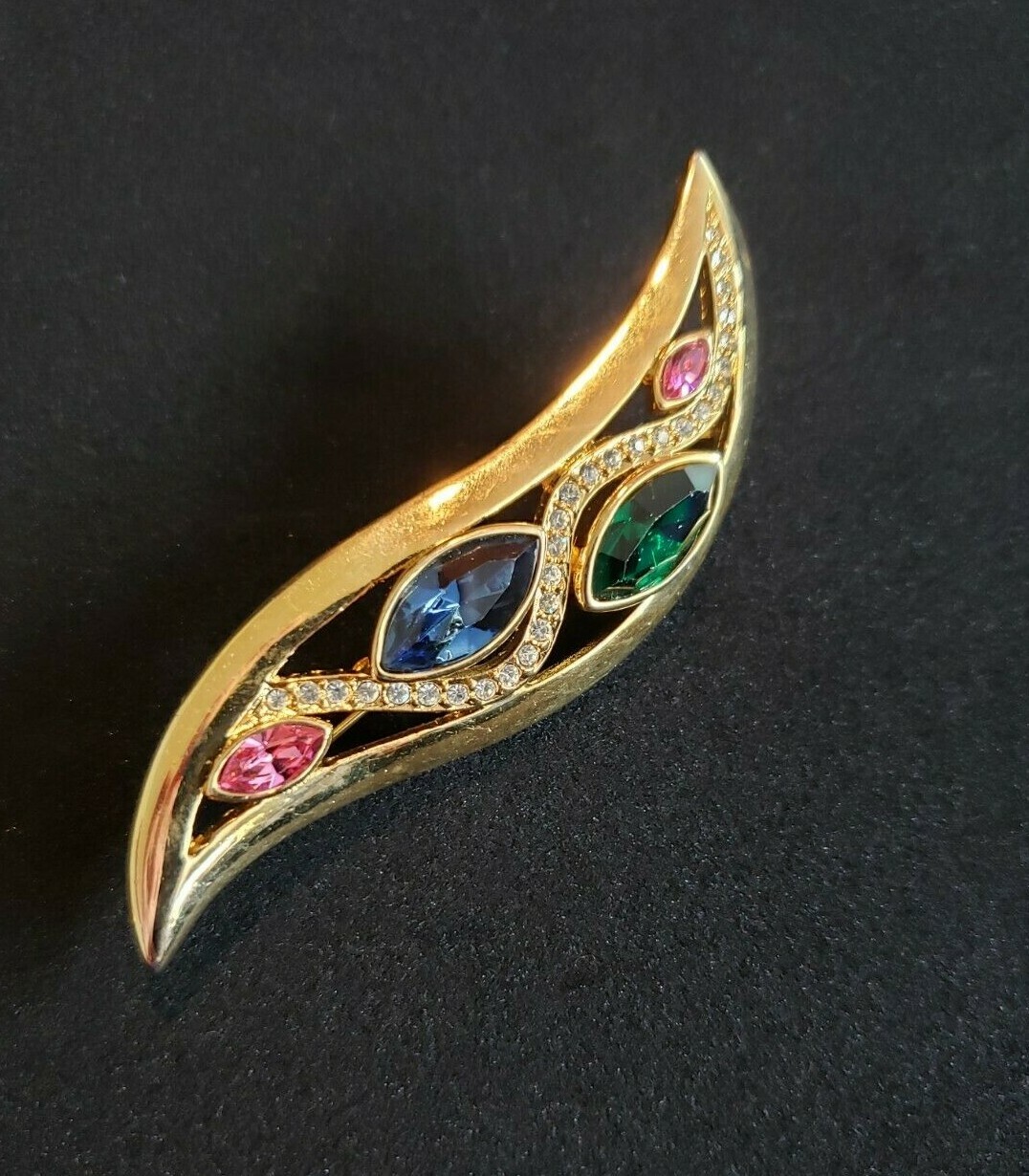 French, Designer Pierre Balmain, Signed Rhinestone Br… - Gem