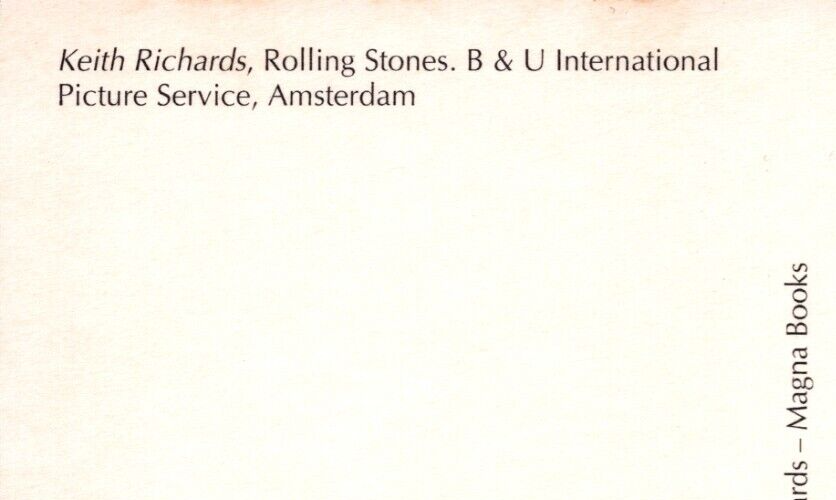 1993 KEITH RICHARDS ROLLING STONES Postcard 5.75" x 4.15" (15 x 10.5 cm ...