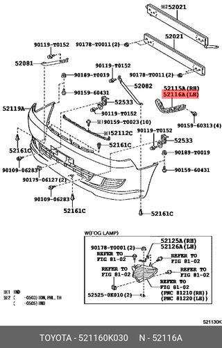 Genuine OE Bumper Bracket, 521160K030 for Toyota 52116-0k030 | eBay