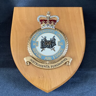 Vintage Royal Air Force 16 MAINTENANCE UNIT Mess Wall Plaque/Shield ...