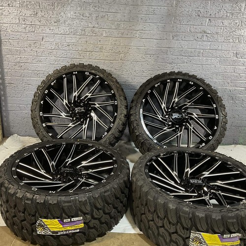 4 24" INCH RIMS/TIRES XM OFFROAD 33X125024 MUD TIRES FORD AND GMC CHEVY ...