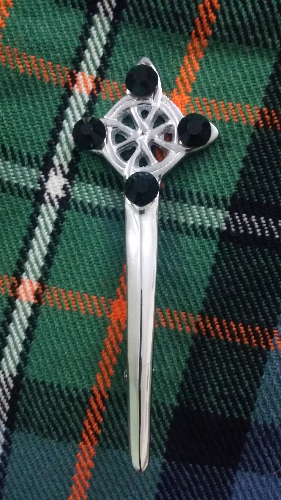 Men's Celtic Kilt Pin Green Stone Chrome Finish/Scottish Kilt Pins/Pins ...