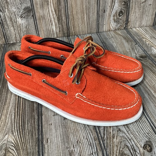 Sperry Top-Sider A/Original 2-Eye Orange Suede Summer Boat Shoe Mens ...