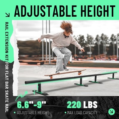 Adjustable Height 99" Round Grind Rail Skate Rail Skateboard Ramp for ...