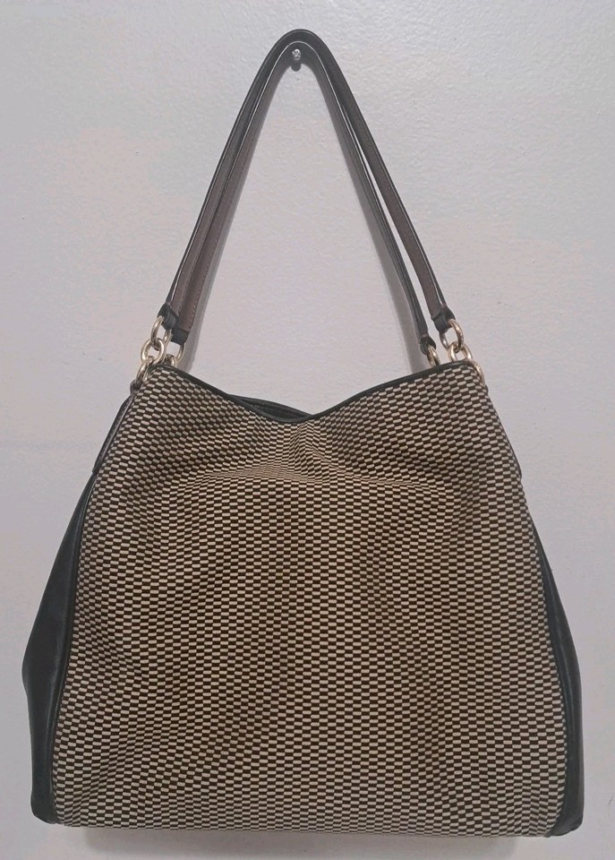 Coach PHOEBE EXPLODED REPS JACQUARD PRINT SHOULDER BAG Purse Checked ...