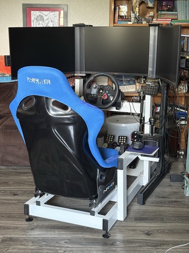 Custom Sim Racing Cockpit. Welded Steel Frame Triple 1440, Fanatec ...