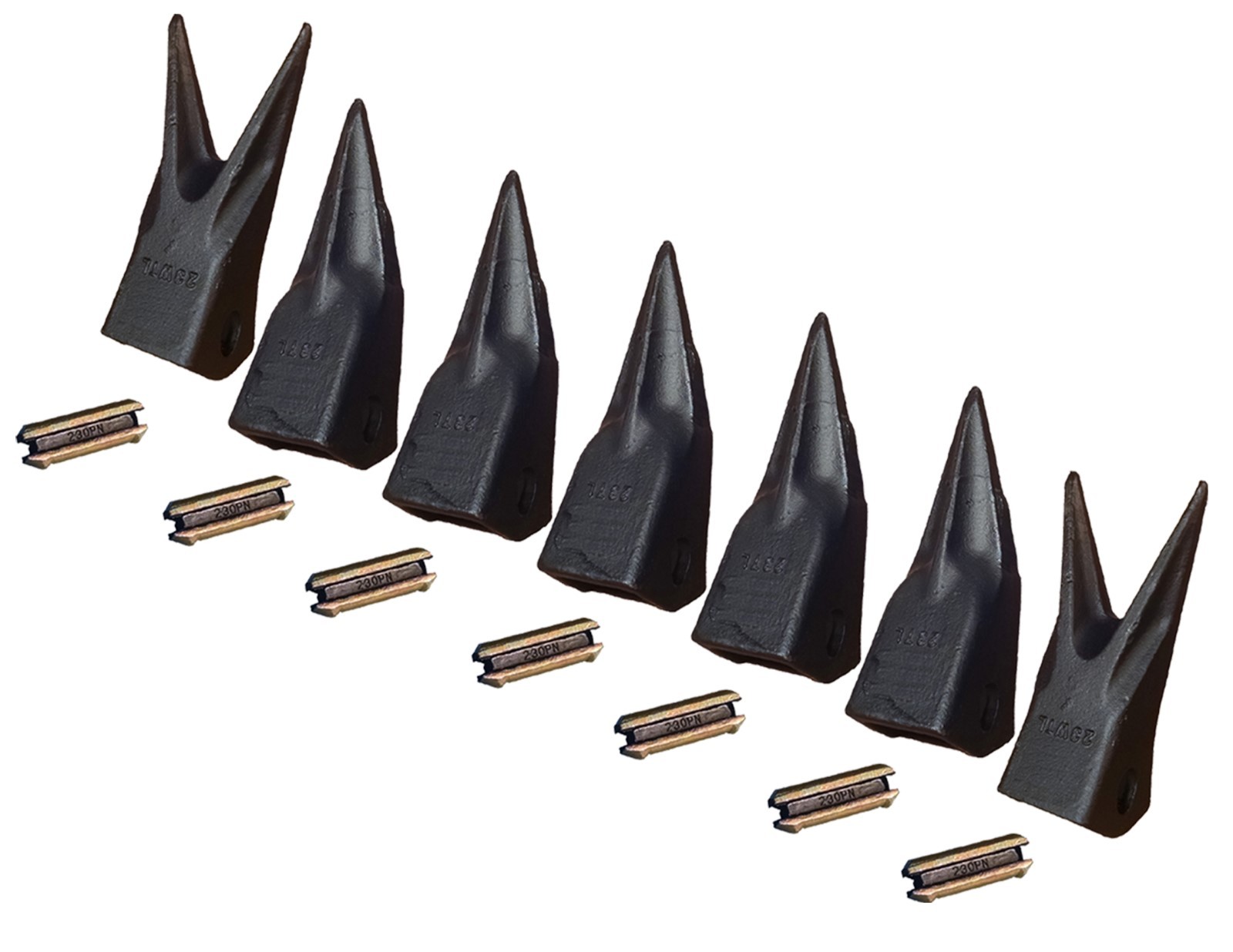 7 - Backhoe Bucket Twin & Single Tiger Rock Bucket Teeth w Pins - 23TL ...